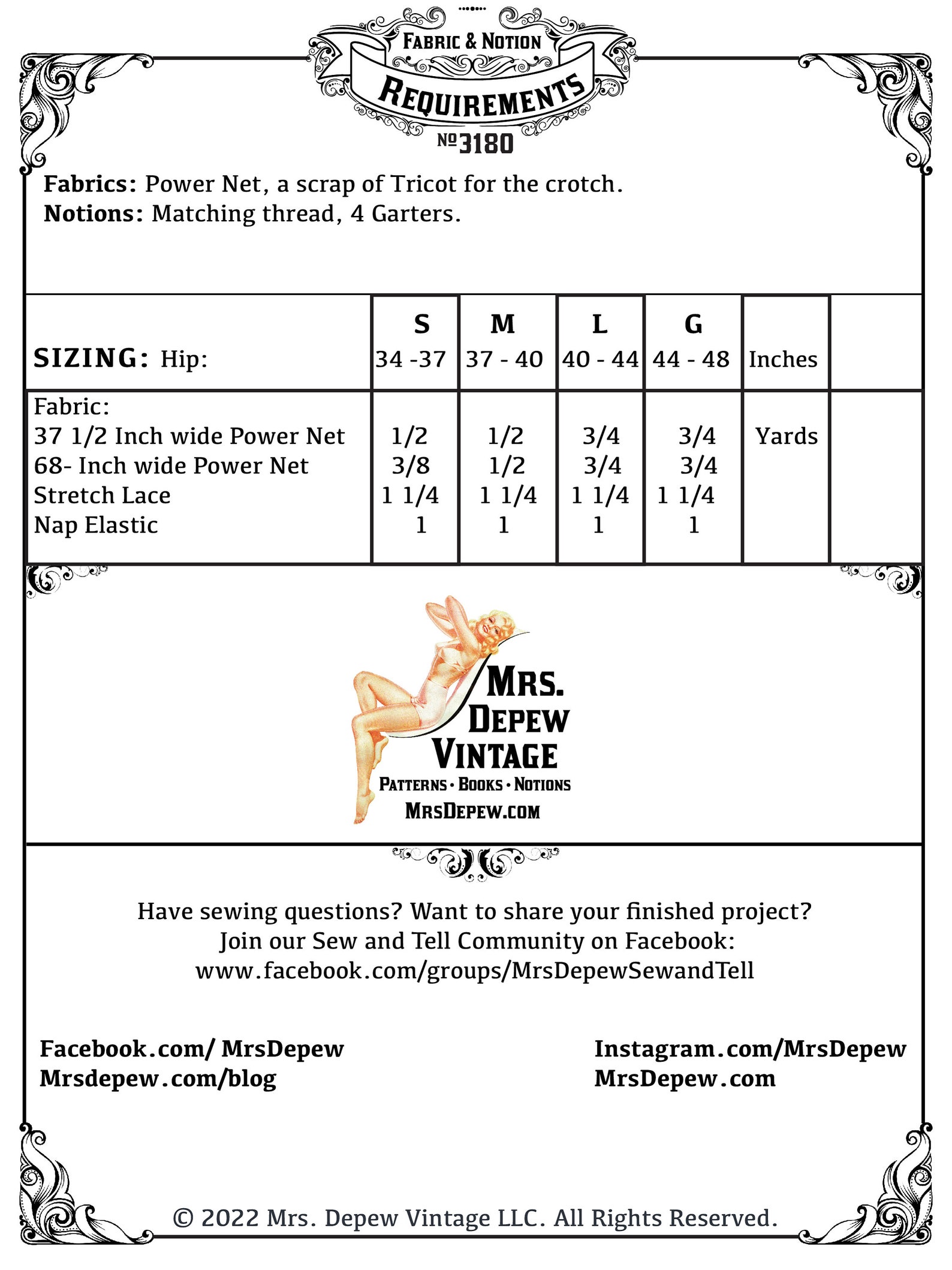 Vintage Style Shapewear Sewing Pattern Long Leg Girdle #2040 34-48" Hip ...