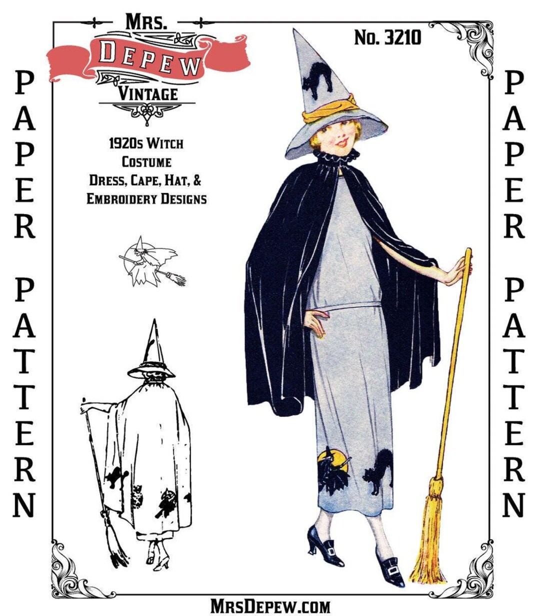 1924 Halloween Vintage Sewing Pattern 1920s Multi Size Witch Costume ...