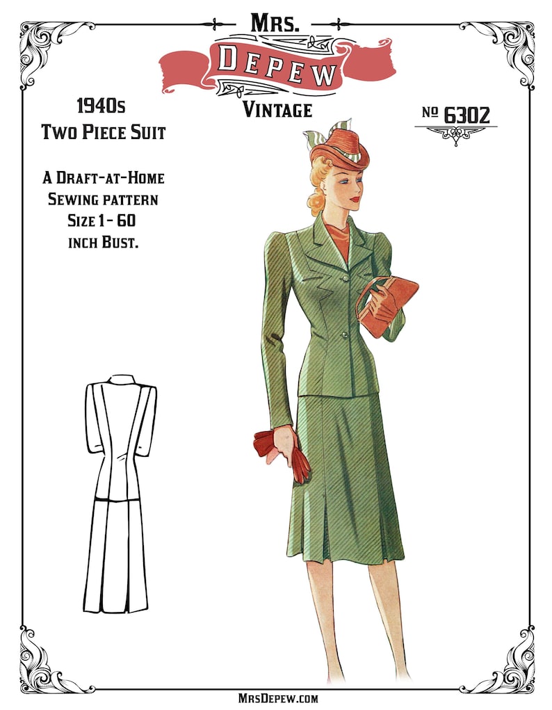 Vintage Sewing Pattern Template & Scale Rulers 1940s Suit Jacket Skirt ...