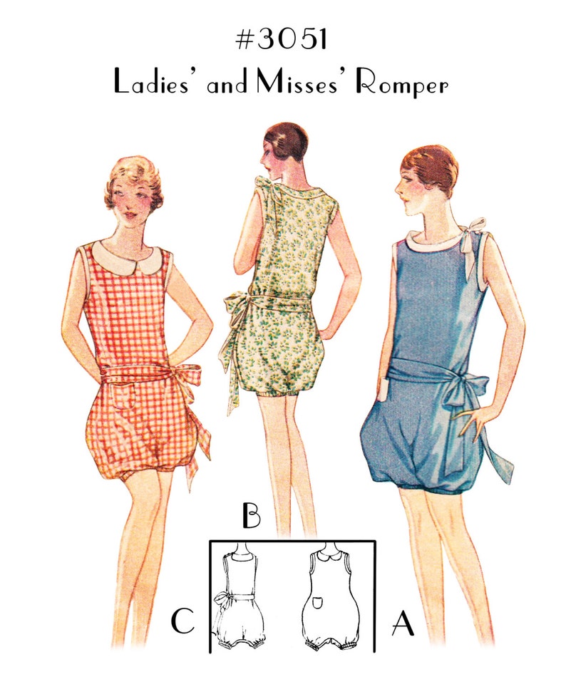 Vintage Sewing Pattern Ladies 1920s Romper Playsuit 3051 Etsy