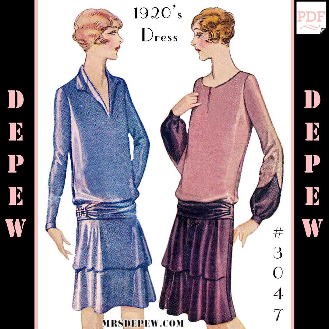 Vintage Sewing Pattern Ladies' 1920s Long Sleeve Dress #3047 - INSTANT ...