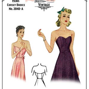Vintage Sewing Pattern Ladies 1930s - 1940s Foundation Corset Bodice ...