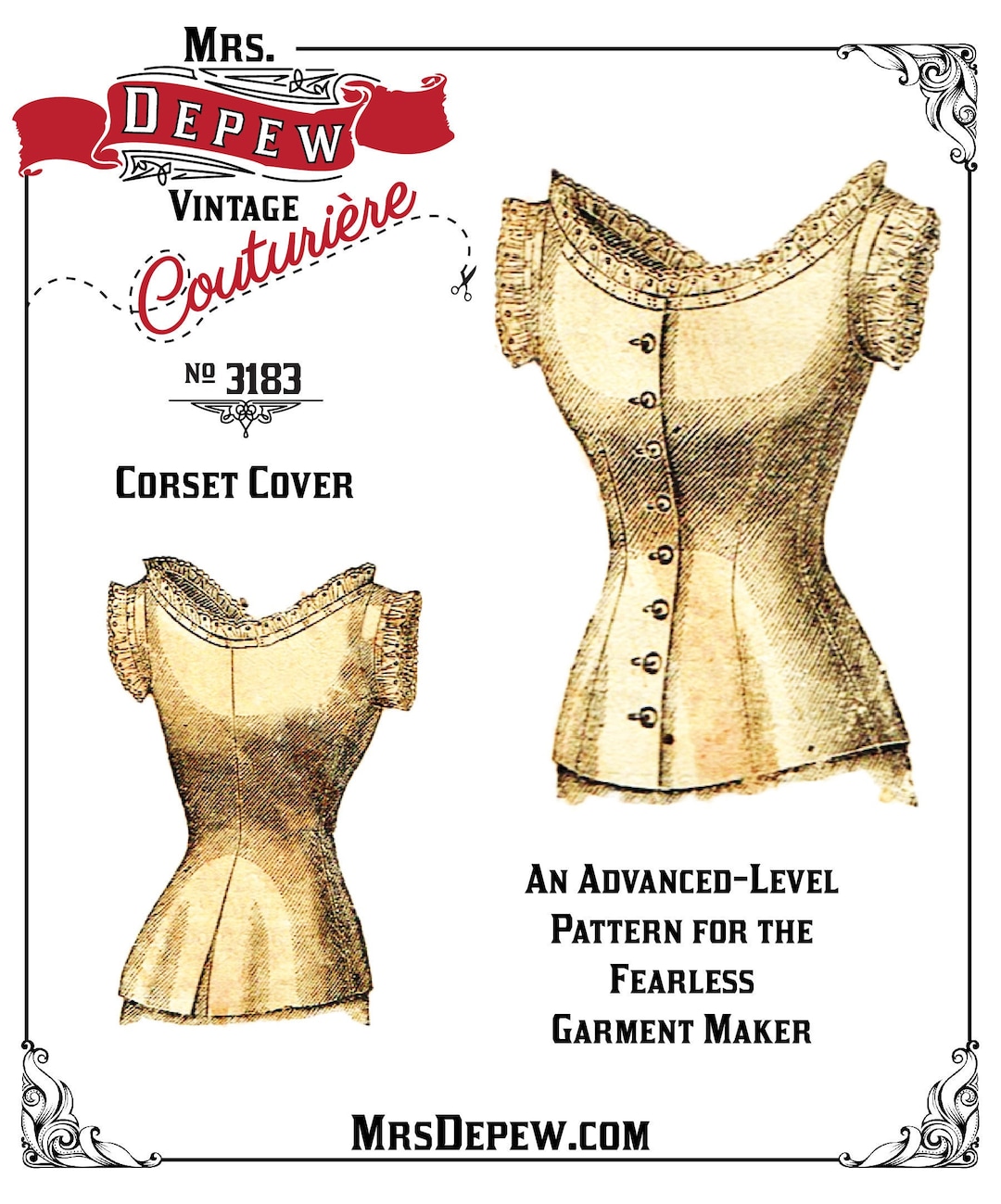Vintage Sewing Pattern 1870s Ladies' Corset Cover Depew #3183 -INSTANT ...