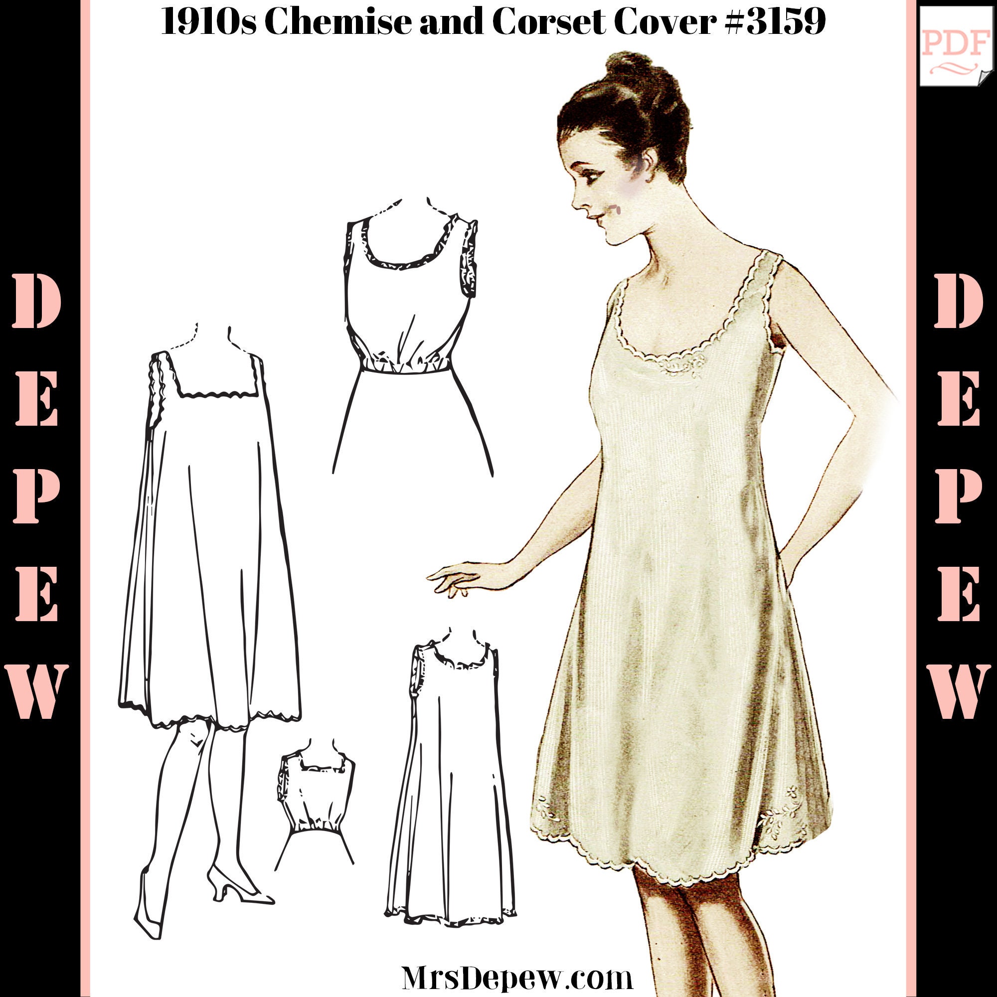 Vintage Sewing Pattern Ladies' 1910s Chemise Slip and | Etsy
