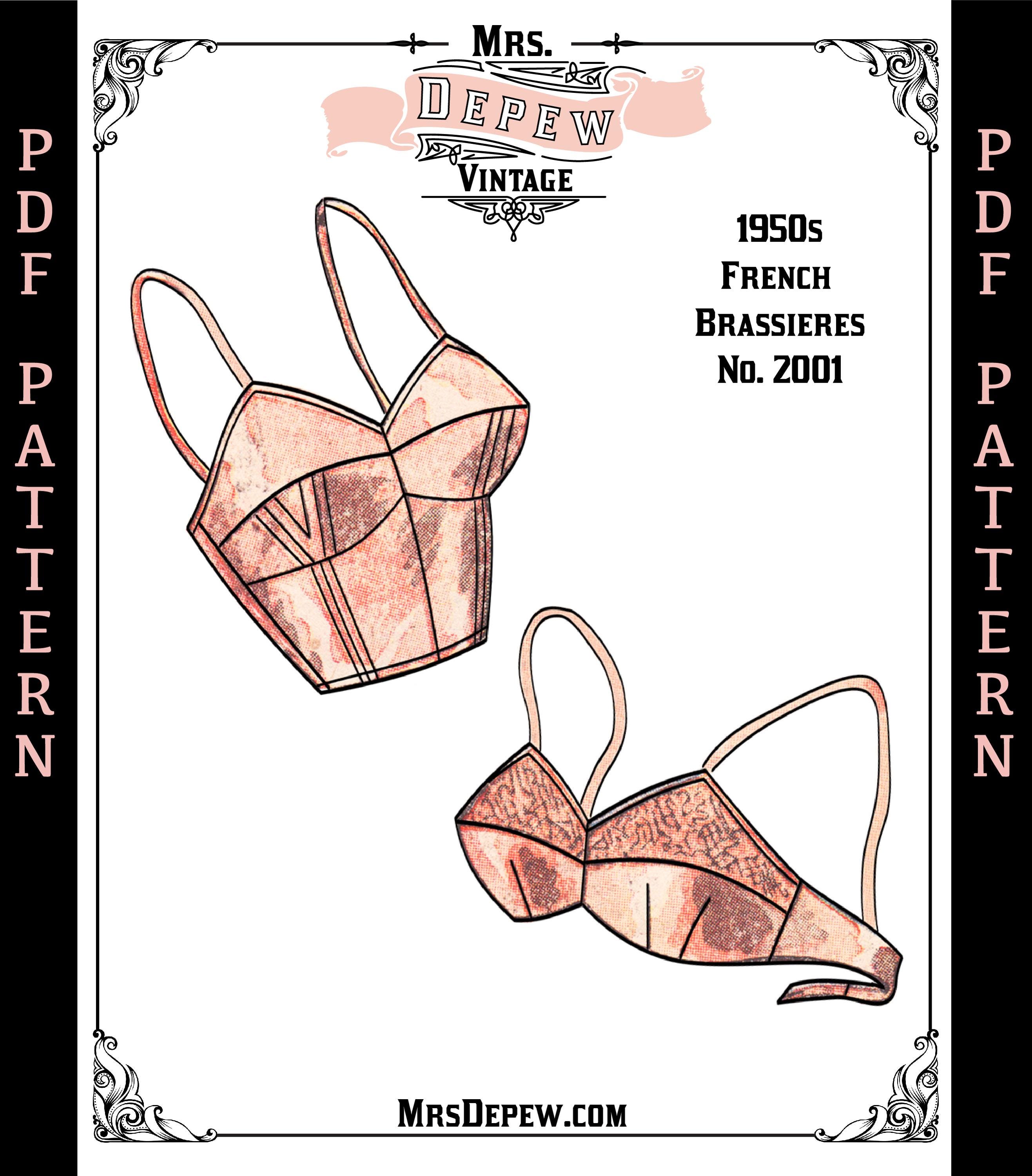 Vintage Sewing Pattern French Ladies' 1950s Pinup Bra PDF Printable ...