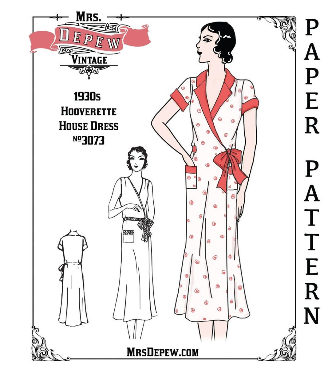 1929 - 35 Vintage Sewing Pattern 1930s Ladies' Wrap Dress #3073 - 32 34 ...
