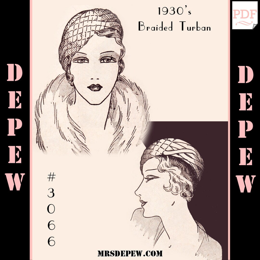 Vintage Sewing Pattern French 1930s Hat Depew #3066 Braided Turban ...