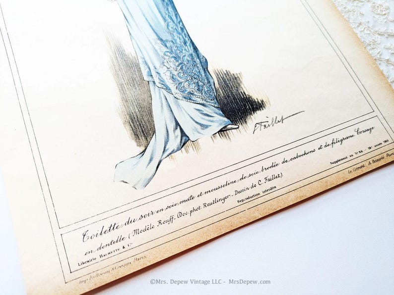 1910 Original Rare Lithograph Rouff Couturier La Mode Pratique French ...