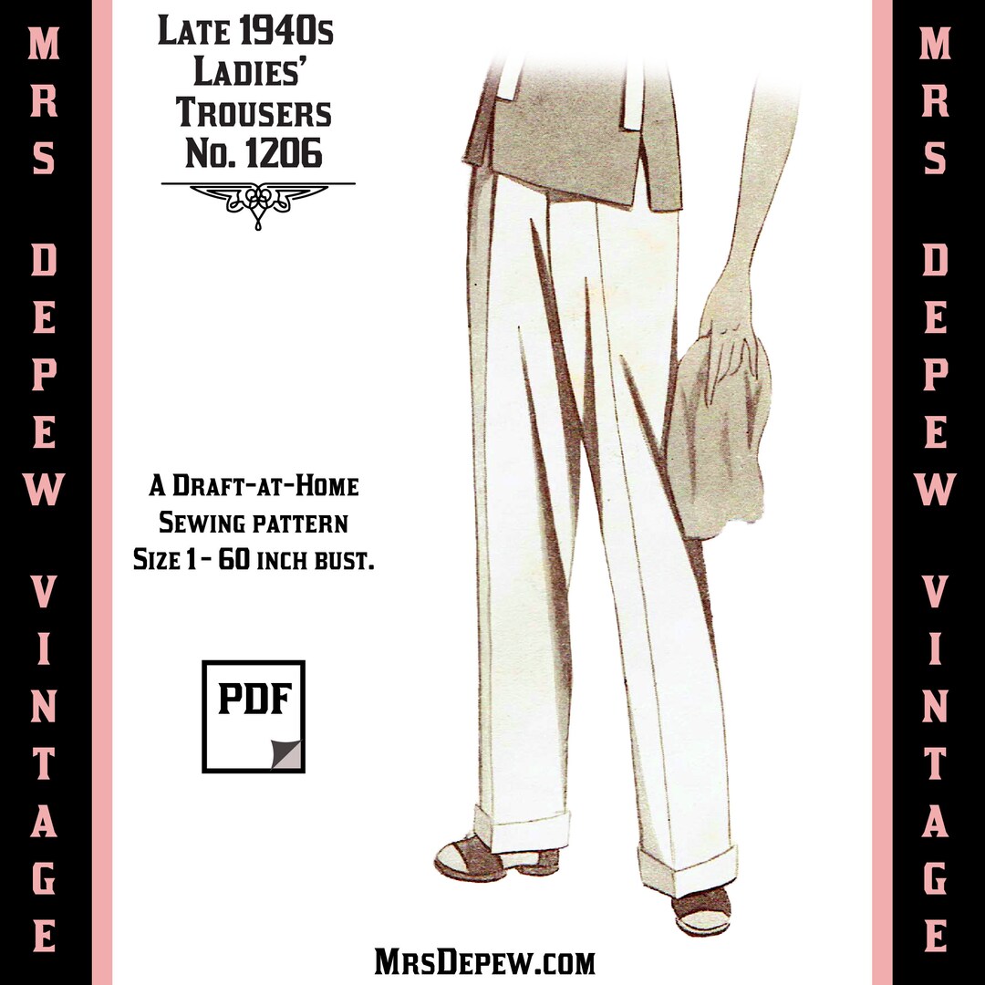 Vintage Sewing Pattern Template & Scale Rulers 1940s Ladies' Trousers ...