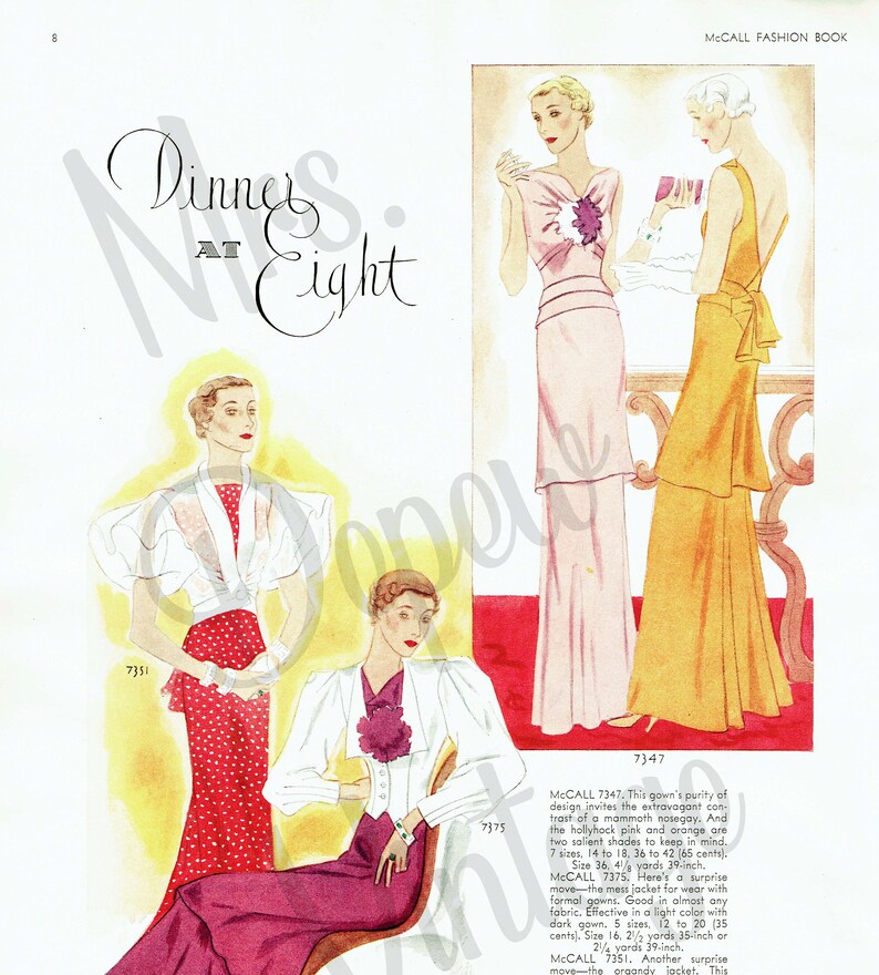 Vintage Sewing Pattern Catalog Mccall Fashion Book Summer 1933 | Etsy