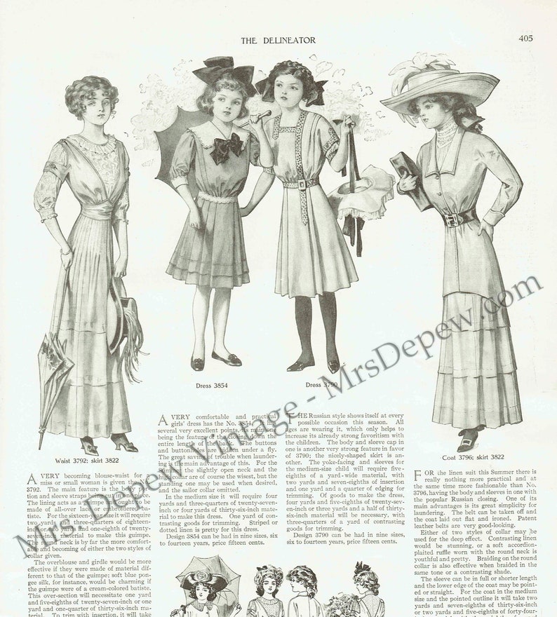 May 1910 Edwardian Delineator Magazine Copy With Beautiful ...