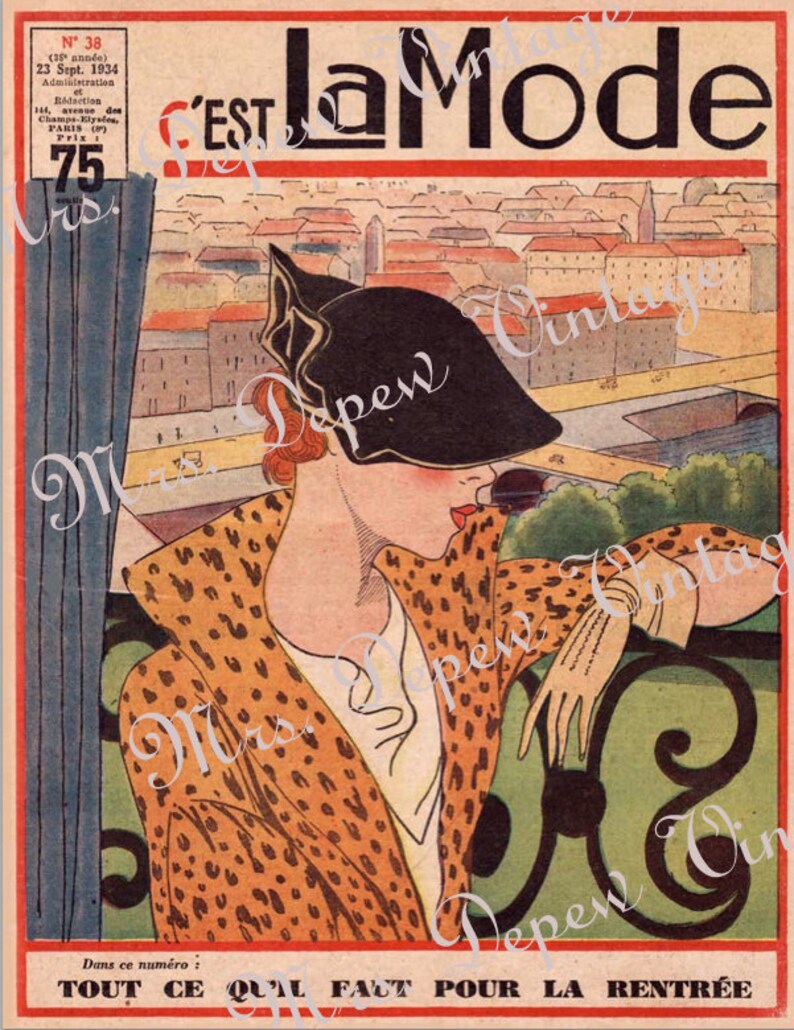 Vintage French Fashion Magazine Covers Digital Collage Sheet | Etsy