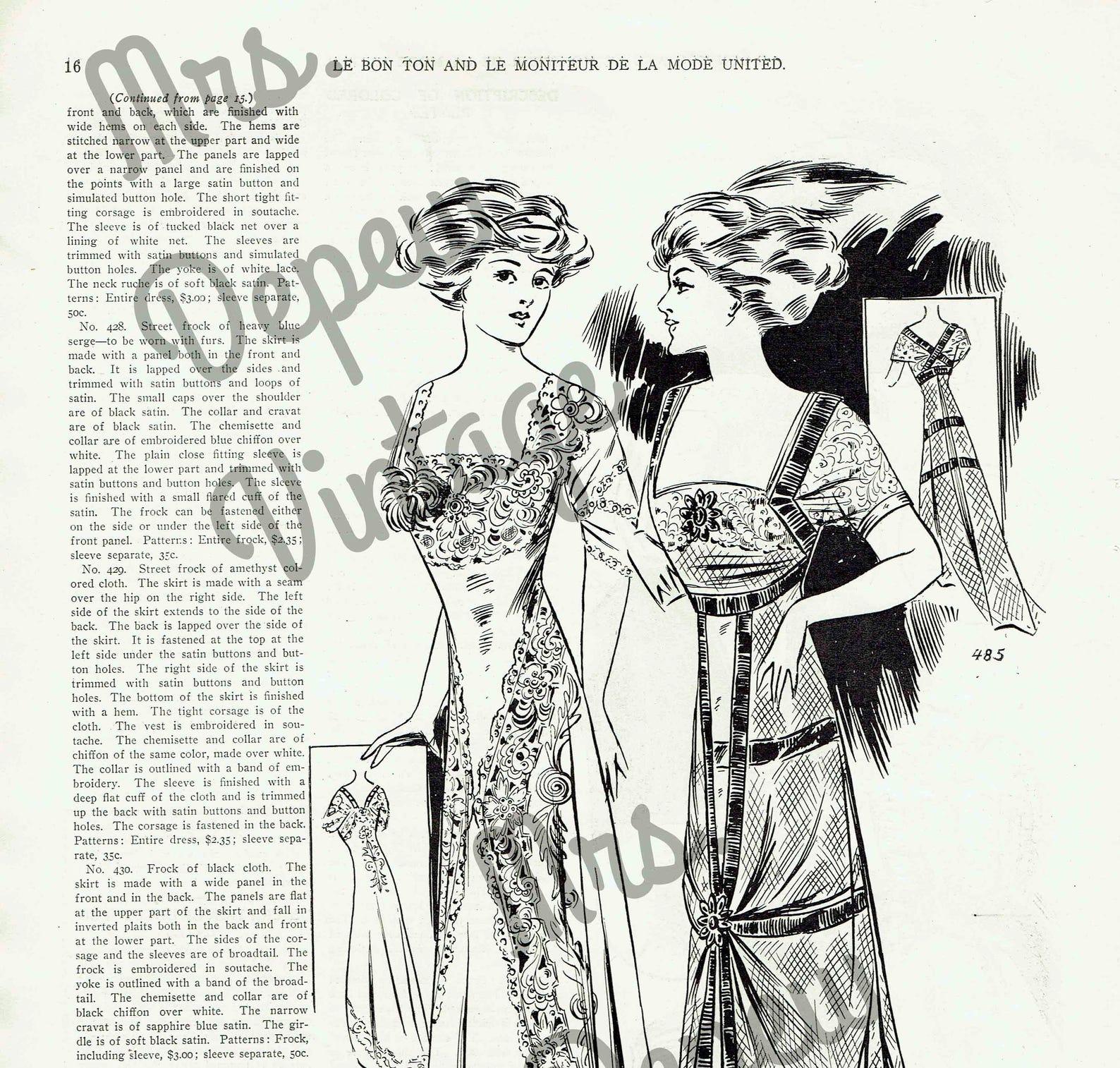 1900s Le Bon Ton Ladies' Sewing Pattern Catalog and Fashion Magazine ...