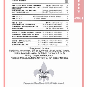 Vintage Sewing Pattern Print-at-home 1950s Capes, Purse and Beret #3041 ...