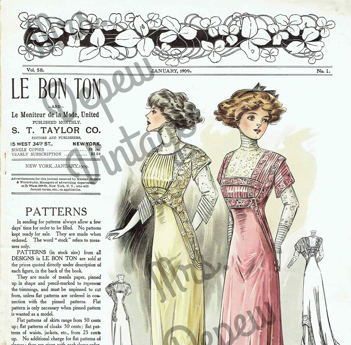 1900s Le Bon Ton Ladies' Sewing Pattern Catalog and Fashion Magazine ...