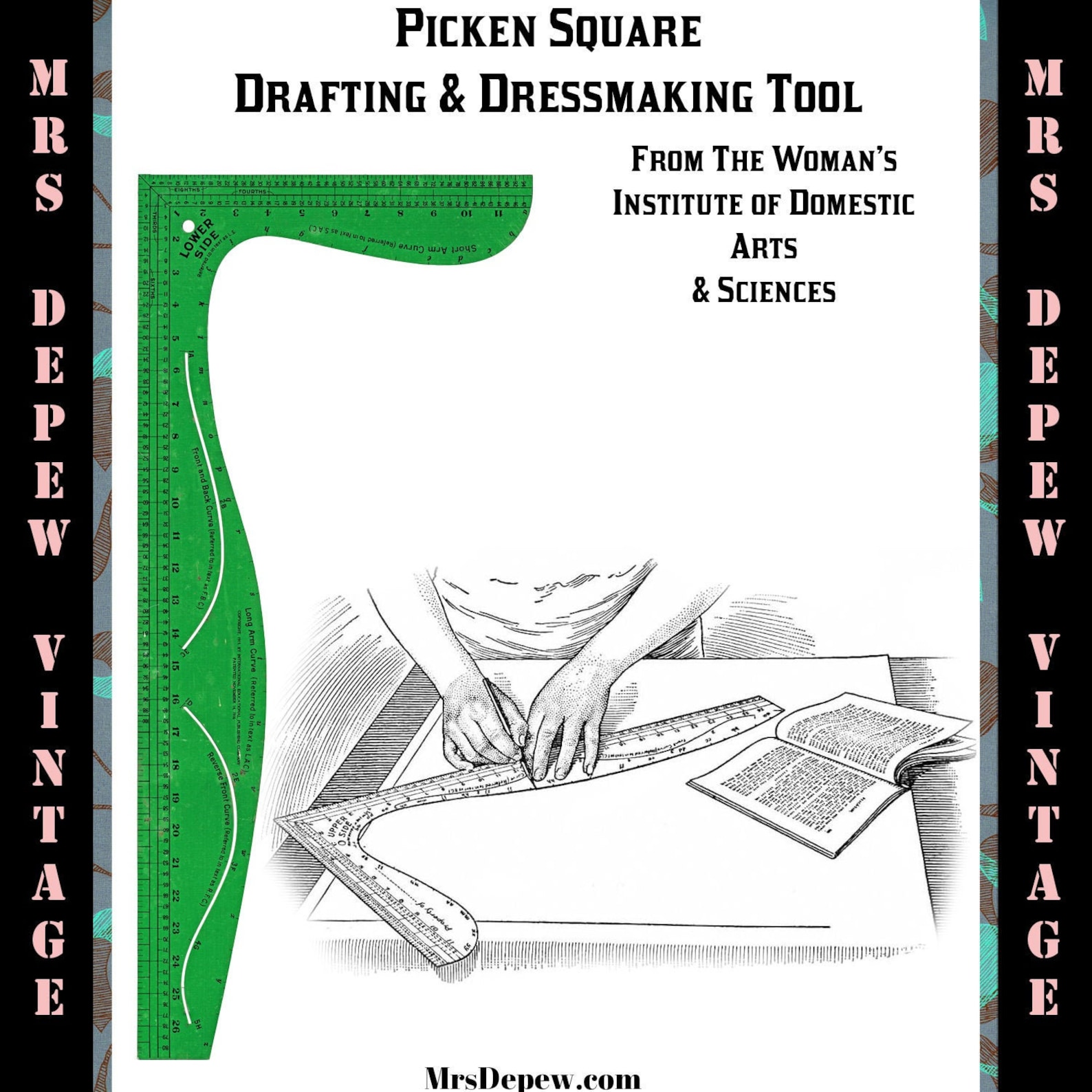 Antique Picken Square Ladies' Tailor Square Sewing Pattern Drafting ...