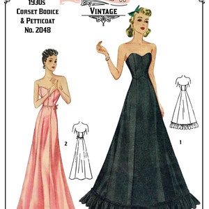 Vintage Sewing Pattern Ladies 1930s - 1940s Foundation Corset Bodice ...