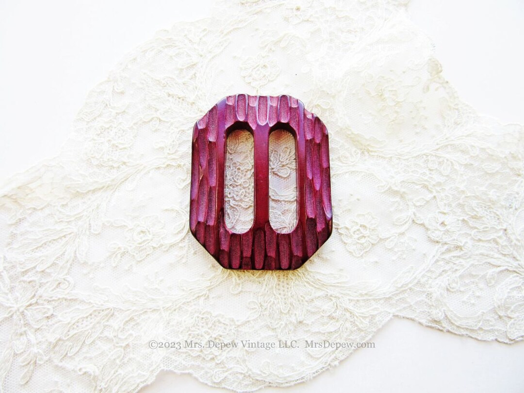 Large Maroon Belt or Dress Buckle Early Plastic Vintage Sewing Notion ...