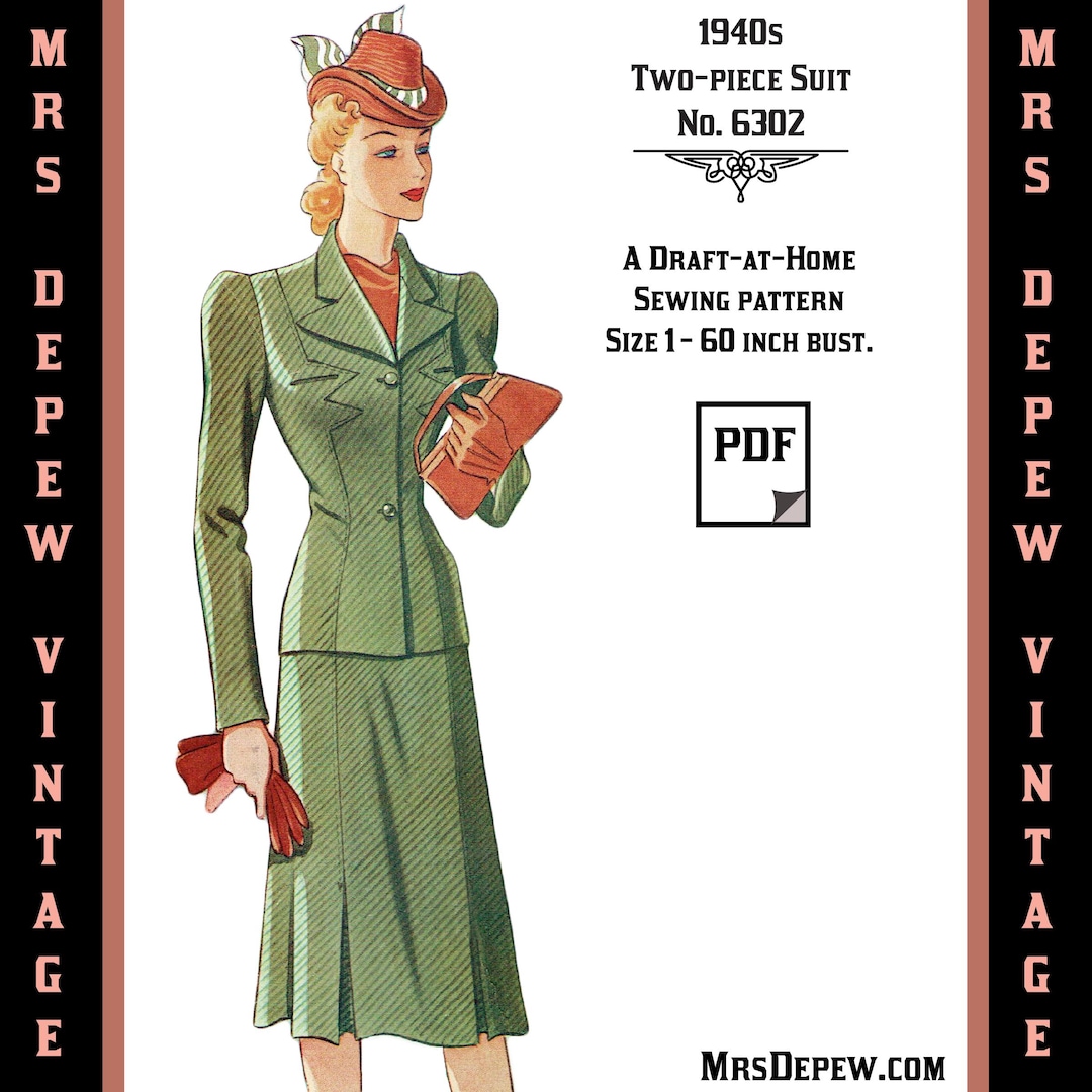 Vintage Sewing Pattern Template & Scale Rulers 1940s Suit Jacket Skirt ...