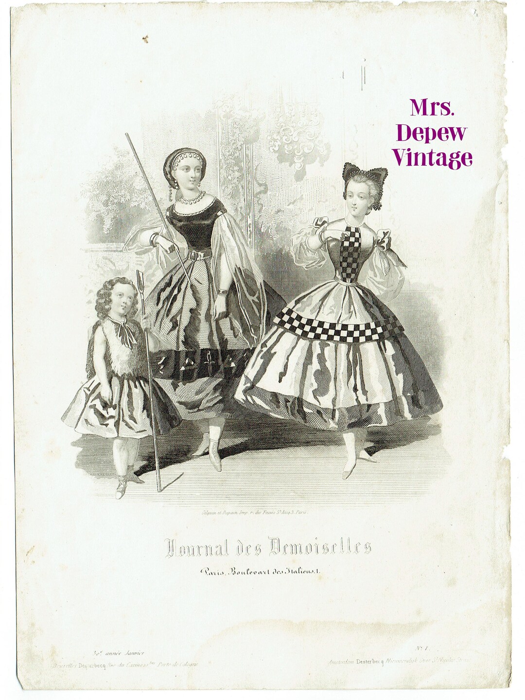 Original 1860s Ladies' Magazine Journal Des Demoiselles Fashion Plate ...