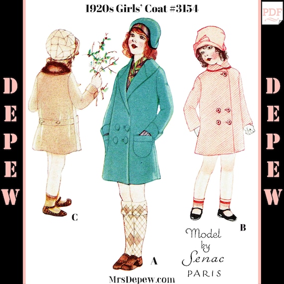 1920S Vintage Sewing Pattern Rare Designer Girl's Coat | Etsy