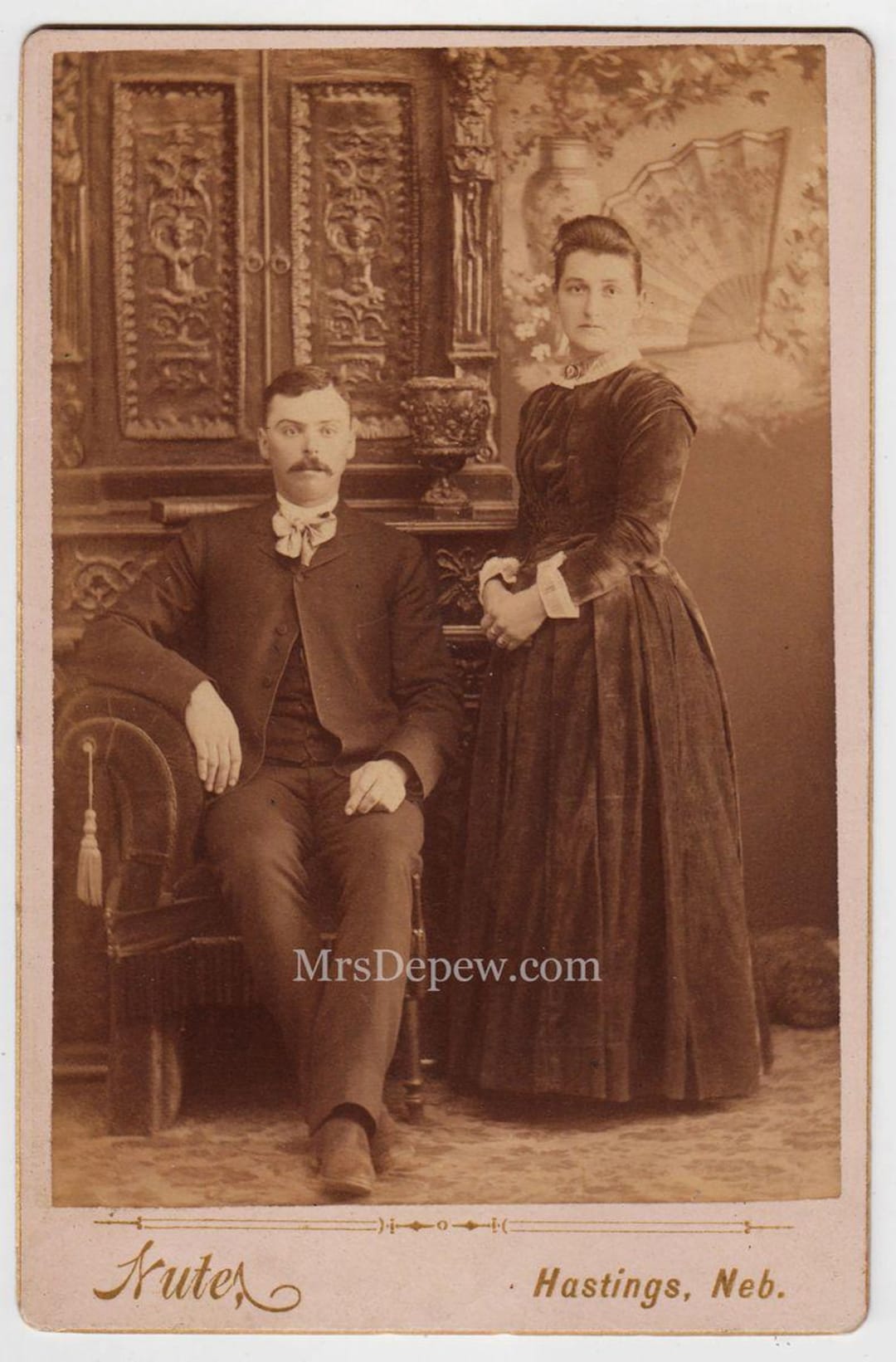 Antique Photograph Late 1800s Handsome Couple Cabinet Card - Etsy