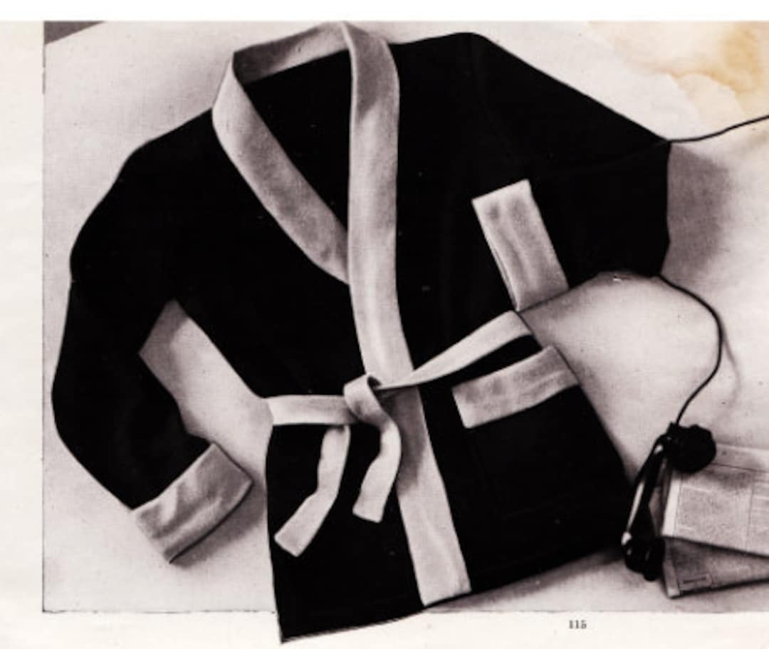 Menswear Vintage Knitting Pattern Mens Smoking Jacket French Pattern ...