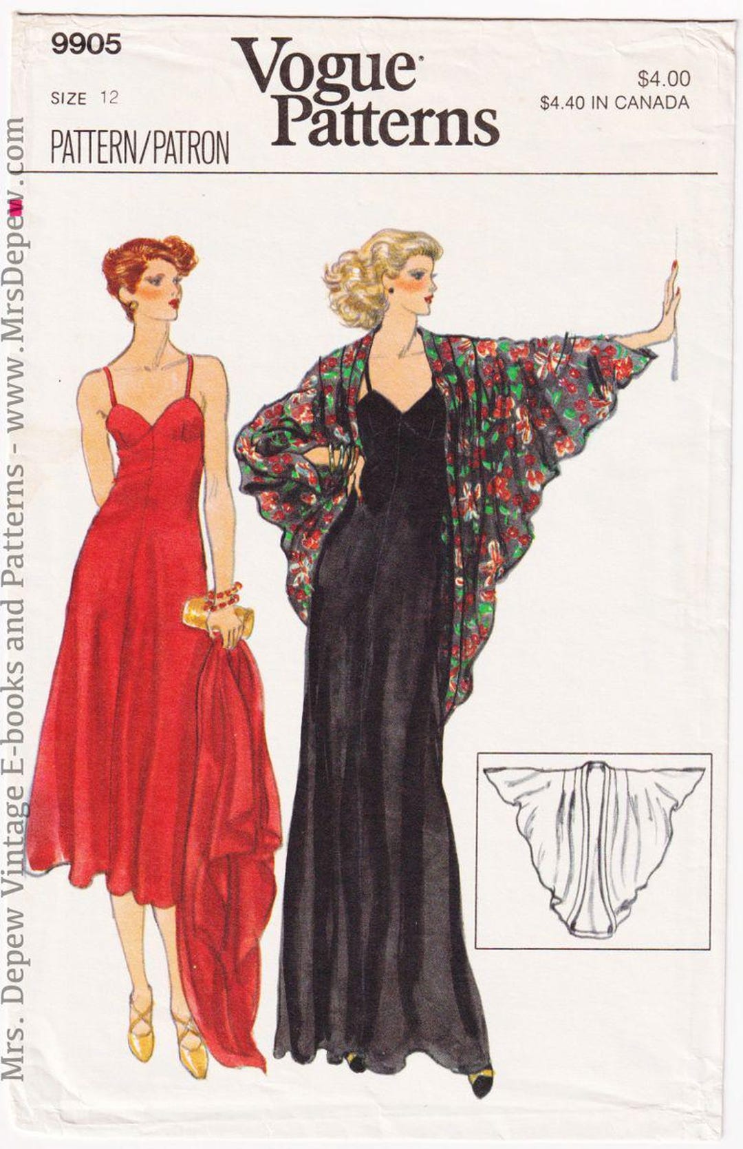 1979 Rare Vintage Sewing Pattern Dress and Wrap Jacket 1970s Vogue 9905 ...