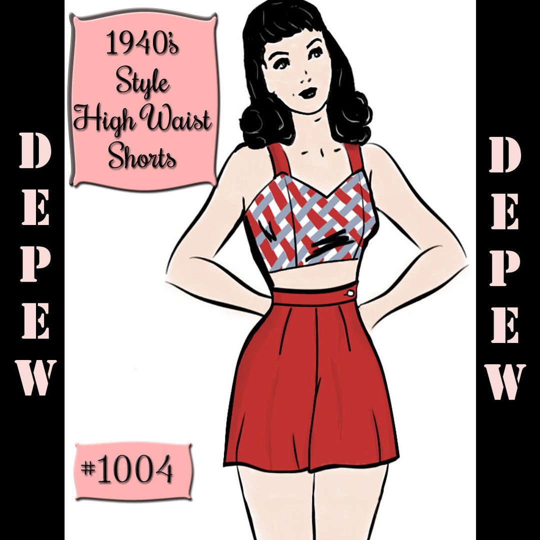 Vintage Sewing Pattern 1940s Style Beach Shorts Printable PDF 28-34 ...