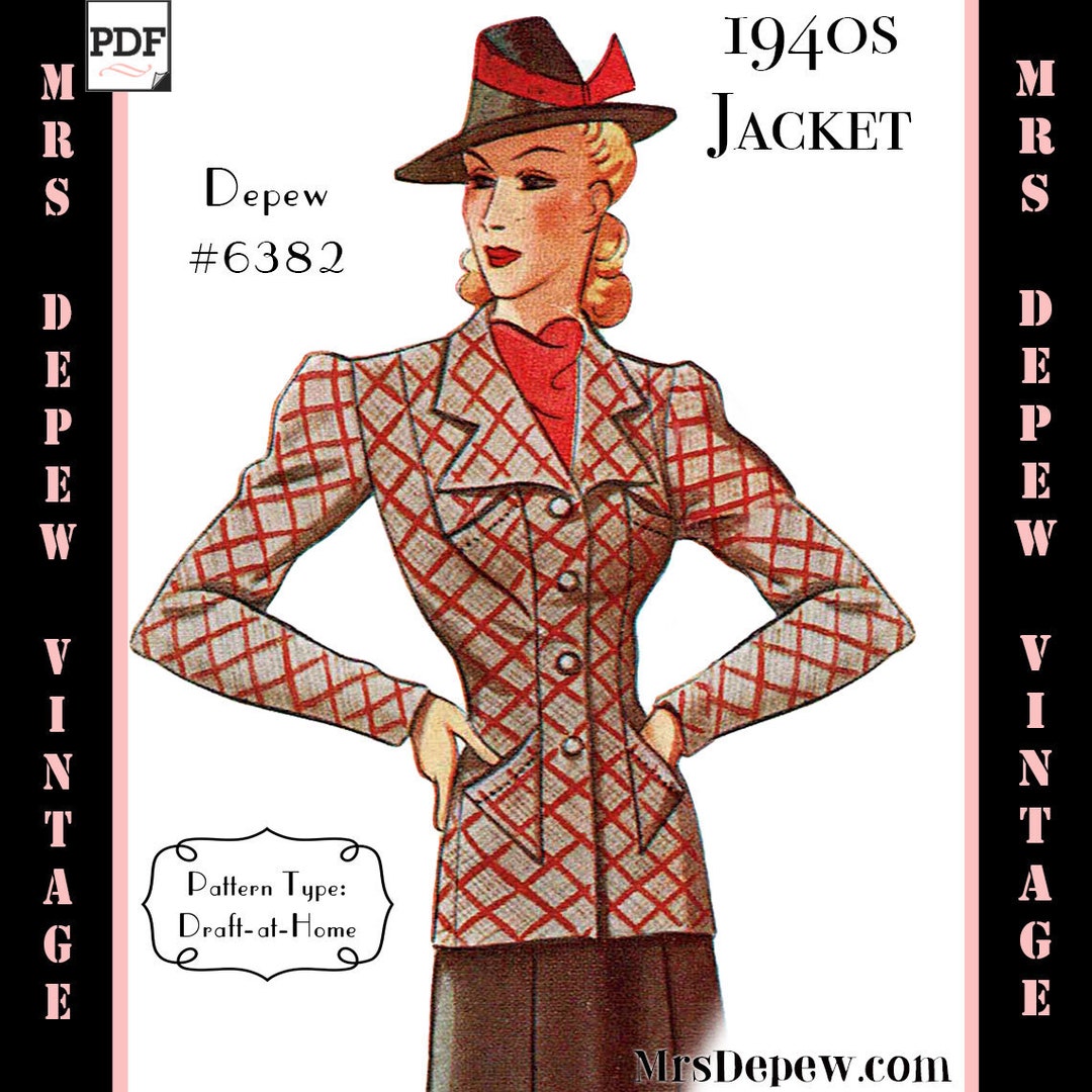 Vintage Sewing Pattern Template & Scale Rulers 1940s Ladies' Jacket Any ...