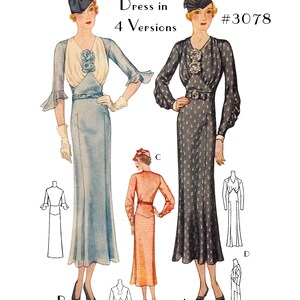 Vintage Sewing Pattern Ladies' 1930s Dress 3078 INSTANT | Etsy