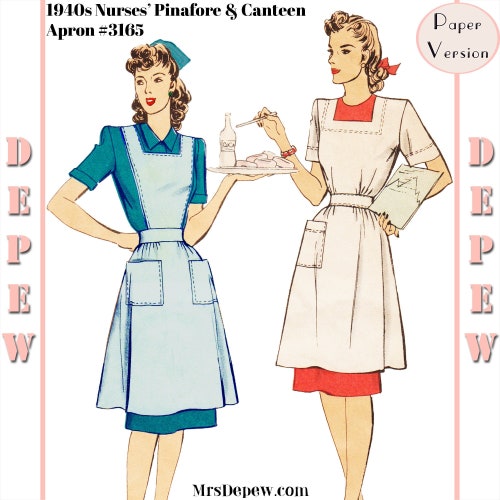 Vintage Sewing Pattern 1940s Nurses' Uniform Pinafore & - Etsy
