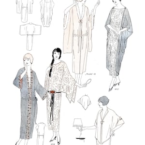 Vintage Sewing Pattern Instructions 1920's Flapper Basic Neglige Robes ...