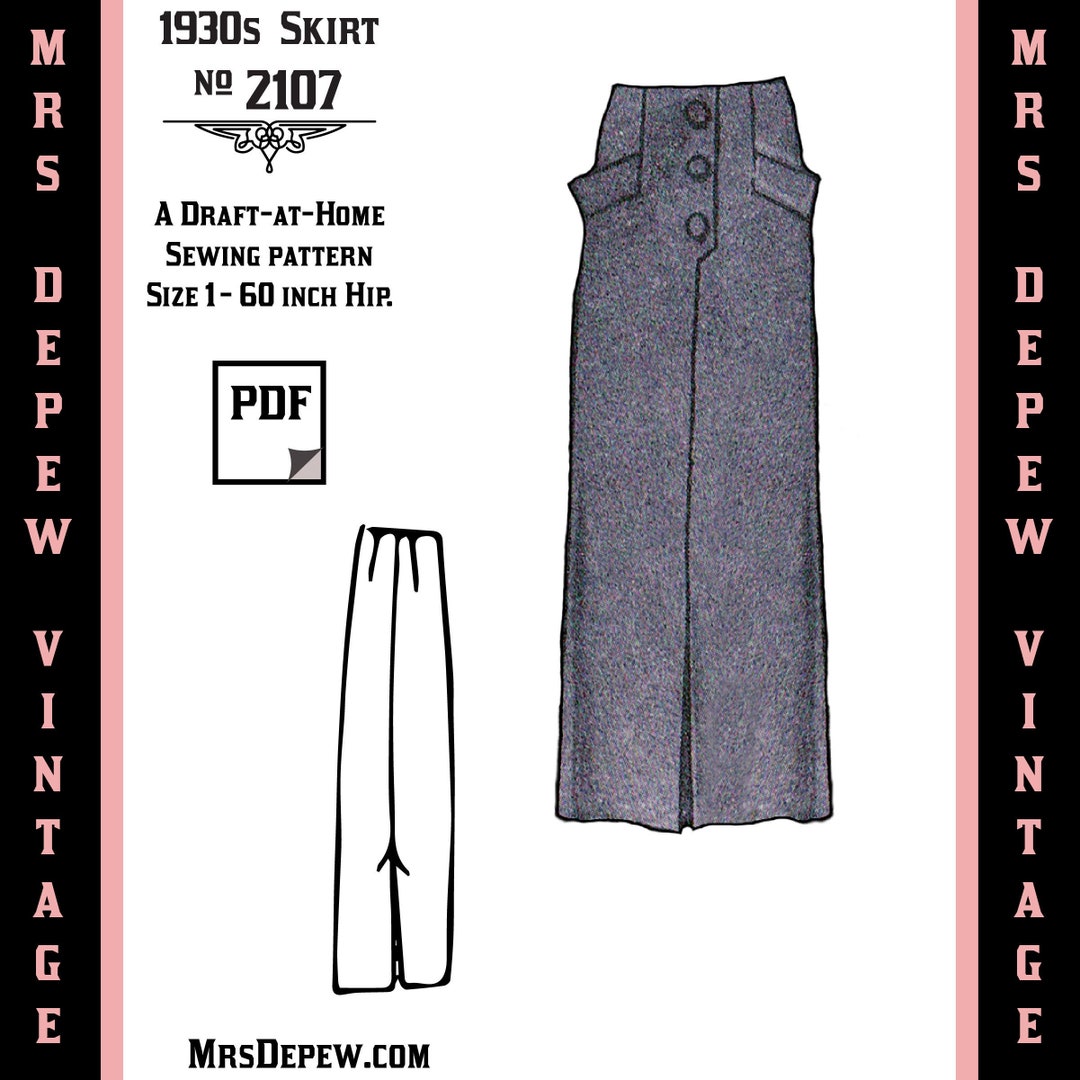 Vintage Sewing Pattern Template & Scale Rulers 1930s Skirt in Any Size ...
