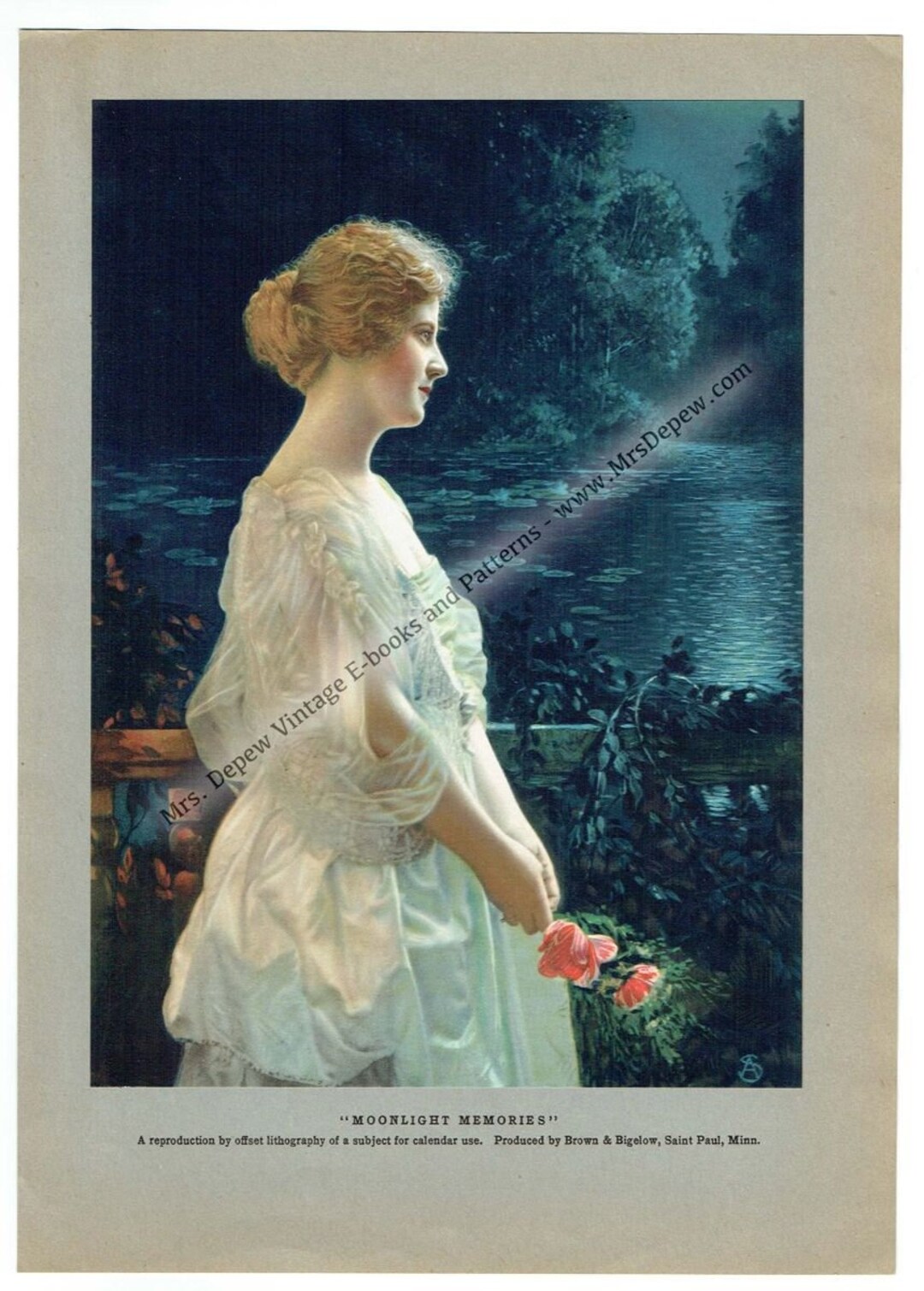 Offset Lithograph Magazine Advertisement Calendar Art Moonlight ...