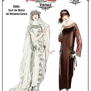 Multisize Vintage Sewing Pattern Ladies' 1920s Dress or Wedding Gown ...