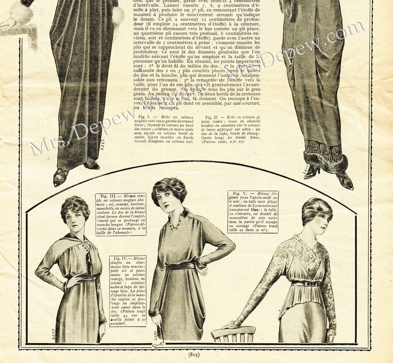 Vintage Sewing Pattern 1910s Ladies' French Blouse with | Etsy