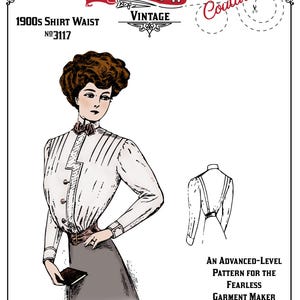 1900s Vintage Sewing Pattern 1908 Ladies' Shirt Waist Blouse 42" Bust ...