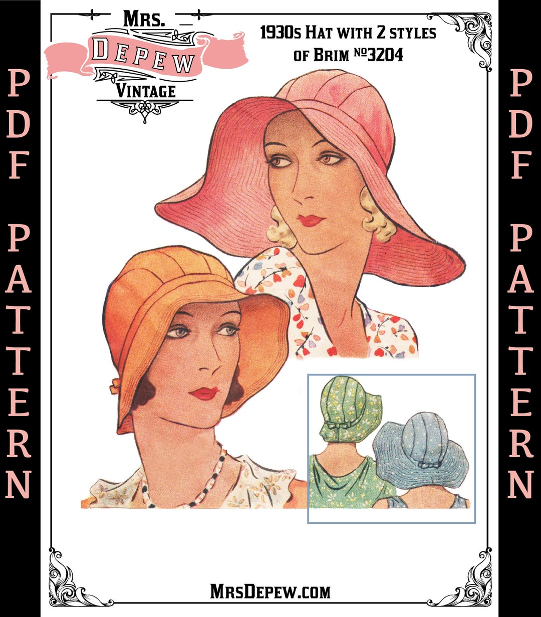 1931 Vintage Sewing Pattern 1930s Ladies' Hats With 2 Different Brims ...