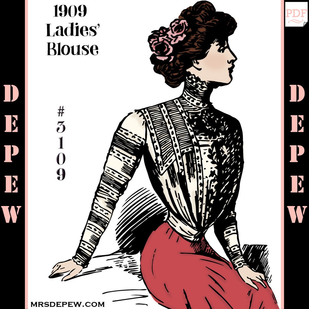 1900s Vintage Sewing Pattern 1909 Ladies' Shirt Waist Pattern 37" Bust ...