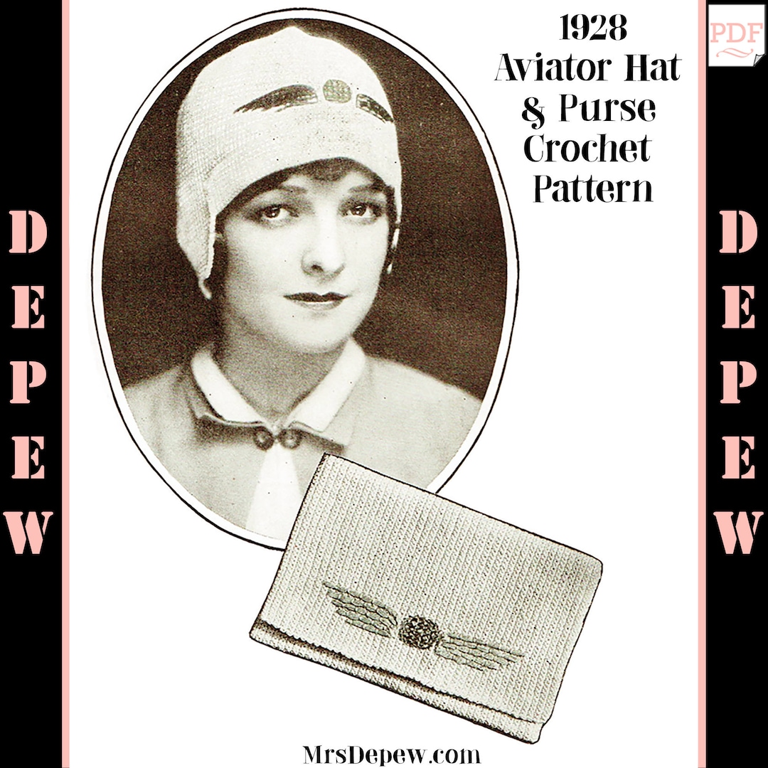 Vintage Crochet Pattern 1920s Aviator Hat and Purse Pattern -INSTANT ...