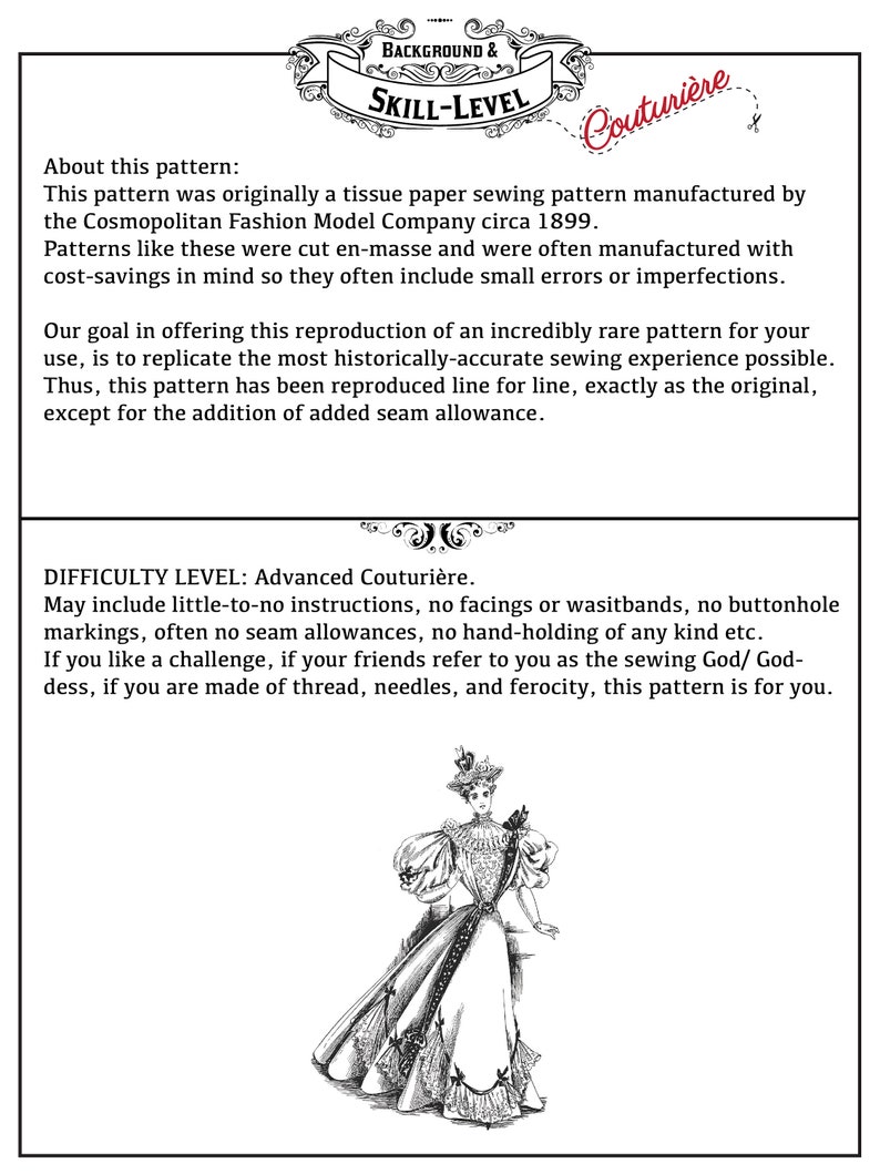 Antique Sewing Pattern 1900s Ladies' Rainy Day Skirt 24-38" Waist Depew ...