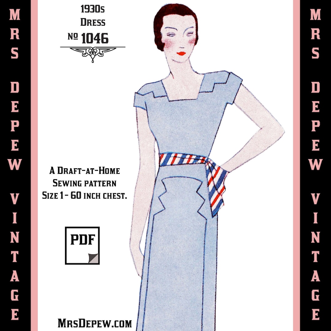 Vintage Sewing Pattern Template & Scale Rulers 1930s Dress in Any Size ...