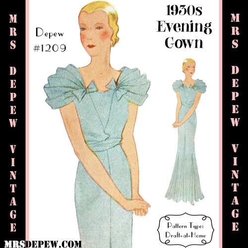 Plus Size or Any Size 1934 Vintage Dress Sewing Pattern - Etsy