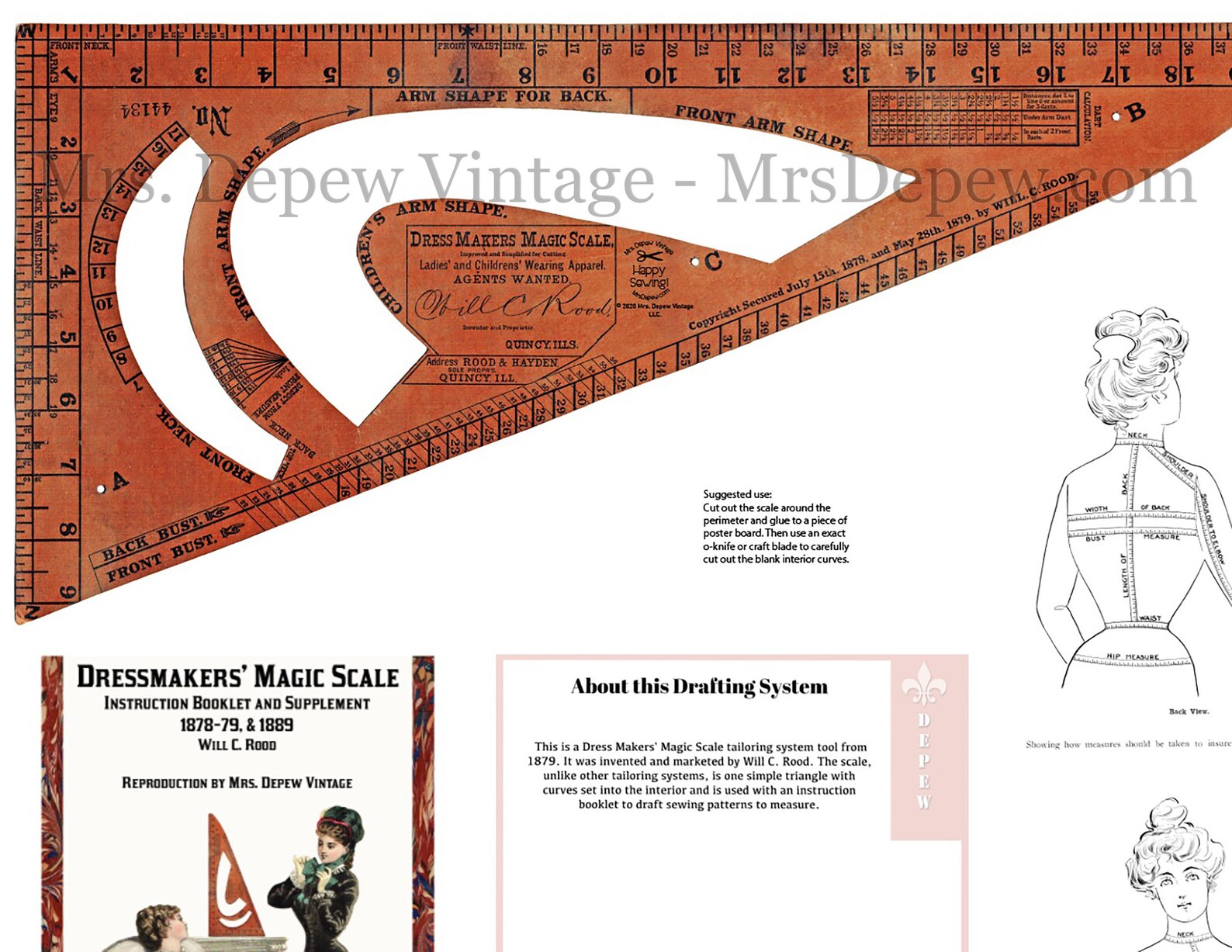 Antique 1800s Rood Dress Makers' Magic Scale Tailor System Sewing ...