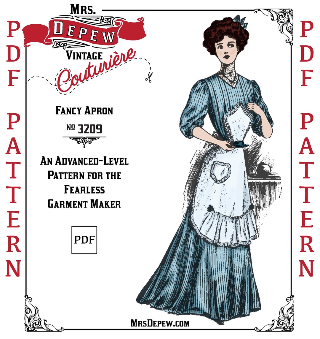 1909 Vintage Sewing Pattern 1900s Fancy Tea Apron With Lace Trim and ...