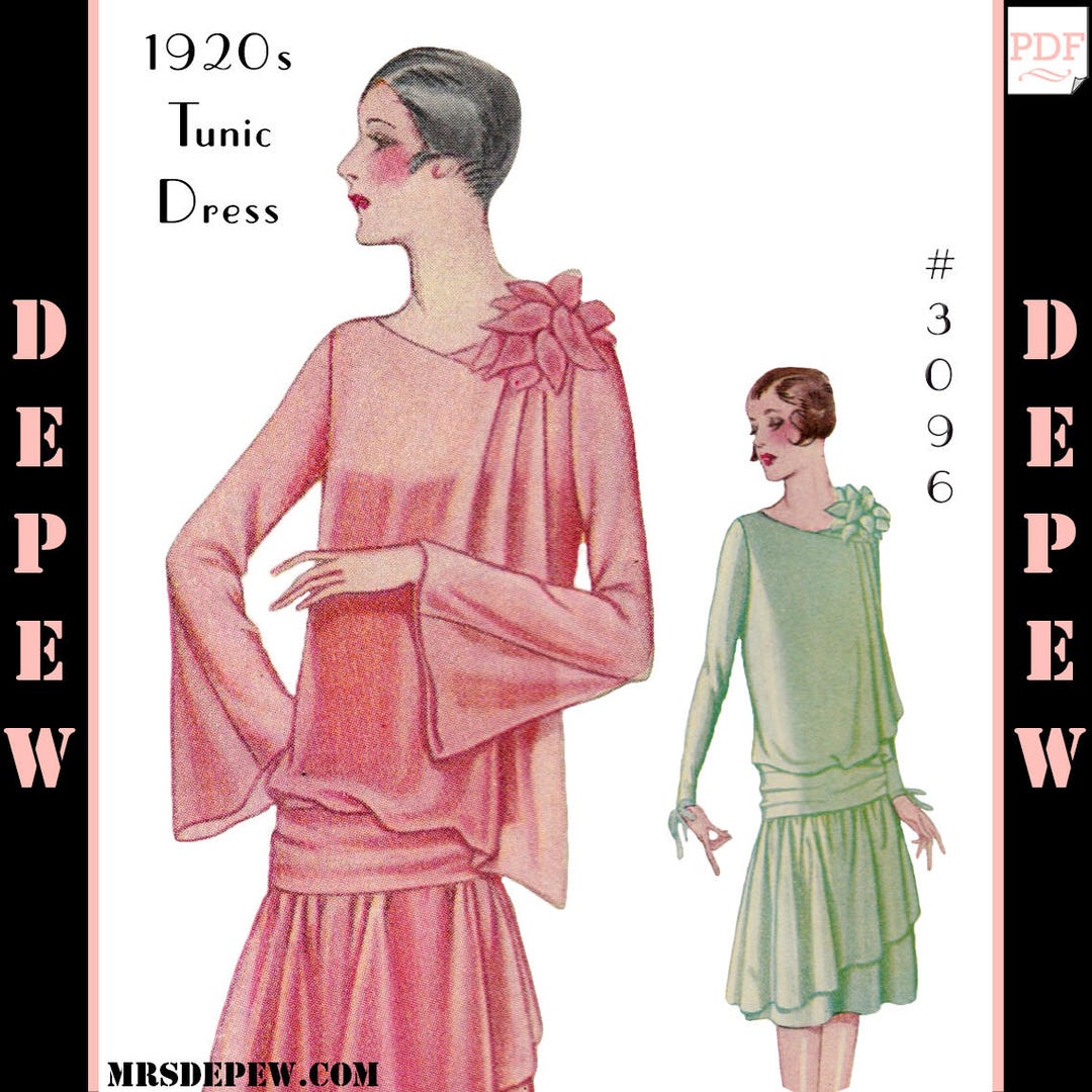 Vintage Sewing Pattern Ladies' 1920s Dress With Drapery #3096 38" Bust ...