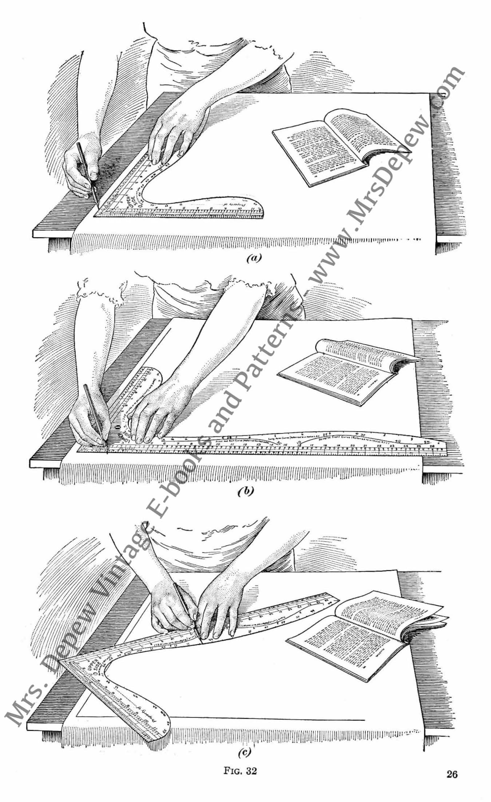 Antique Picken Square Ladies' Tailor Square Sewing Pattern Drafting ...