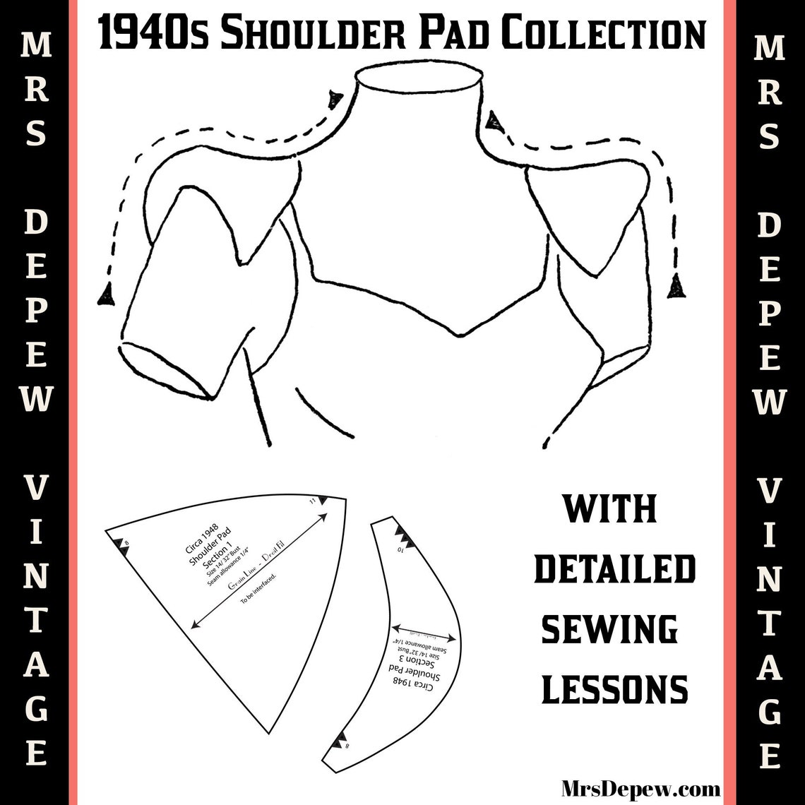 1940s Shoulder Pad Vintage Sewing Pattern Collection and Lesson E-book ...