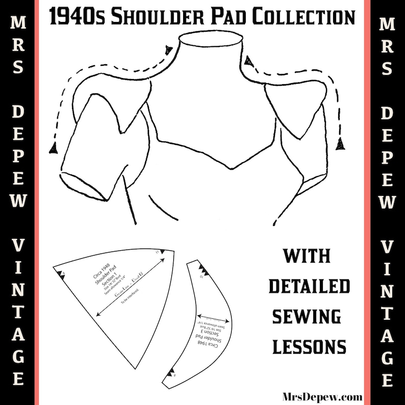 1940s Shoulder Pad Vintage Sewing Pattern Collection and Lesson E-book ...
